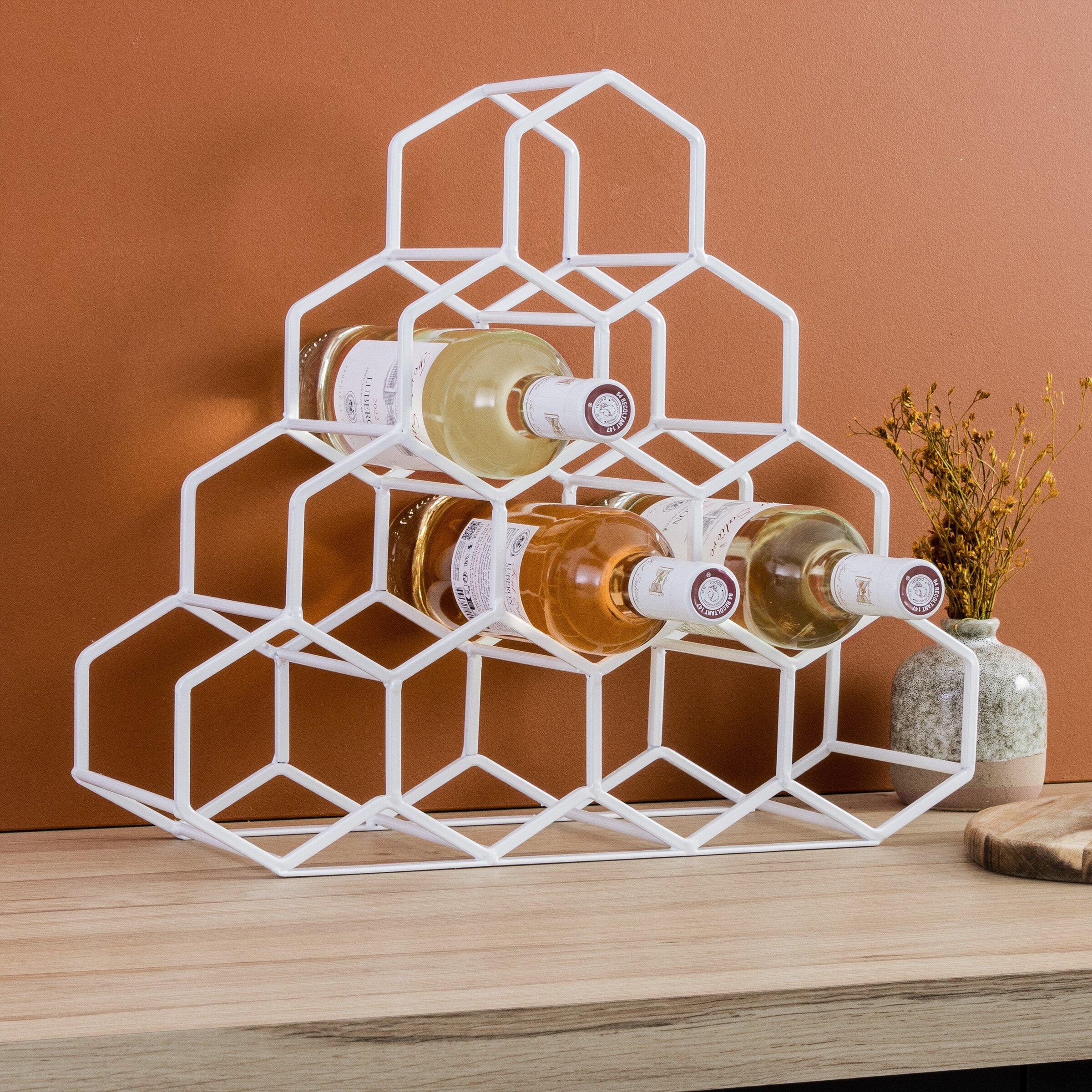 Range-bouteilles métal pyramide (H38 cm) Malo Blanc - Déco de cuisine - Eminza