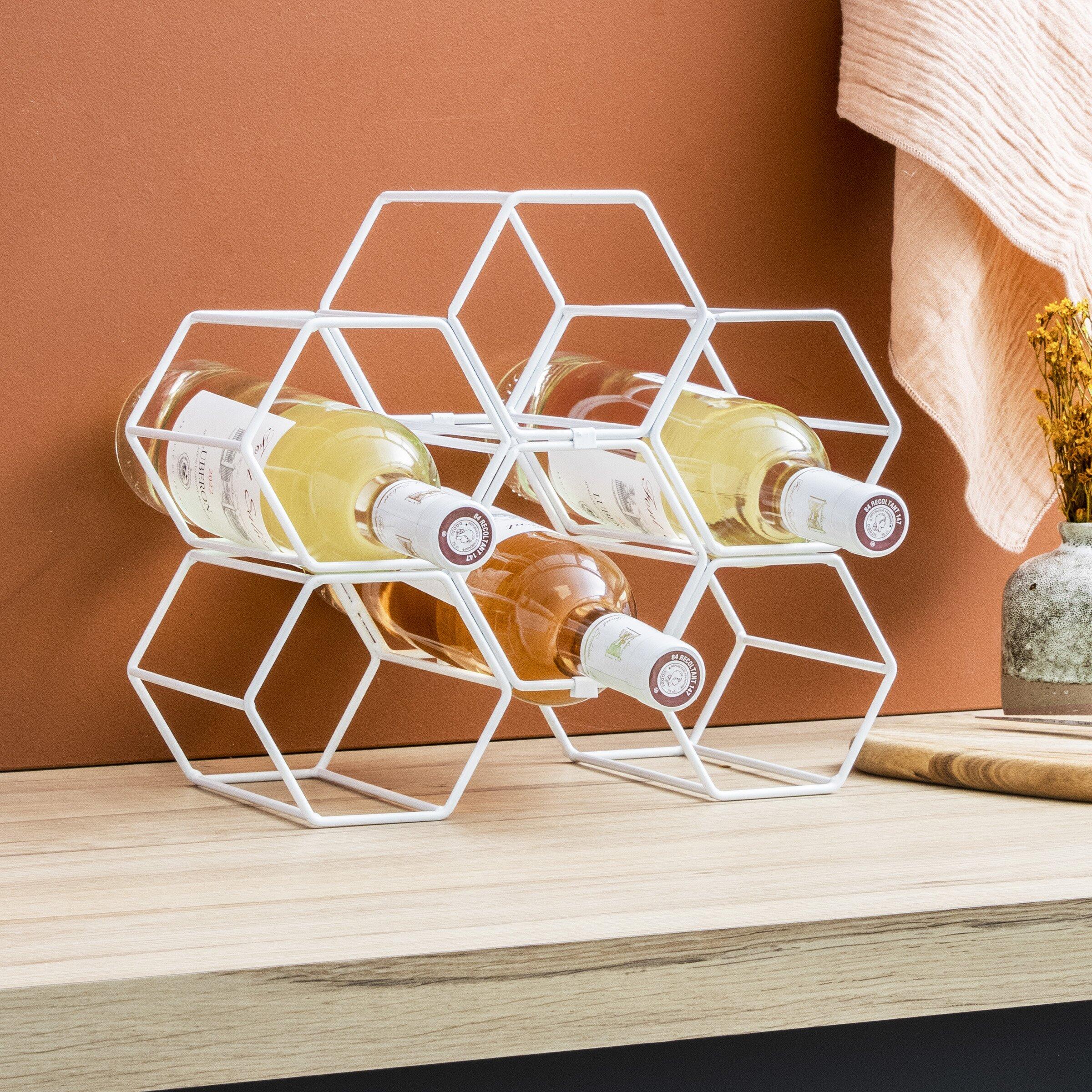 Lot de 2 range-bouteilles métal empilables (H26 cm) Côme Blancs - Déco de cuisine - Eminza