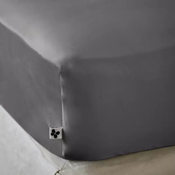 Drap housse satin de bambou (160 x 200 cm) Salomé Gris granit - Linge de lit - Eminza