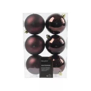 Lot de 6 boules de Noël (D80 mm) Alpine Noir truffé - Boule et déco de sapin - Eminza