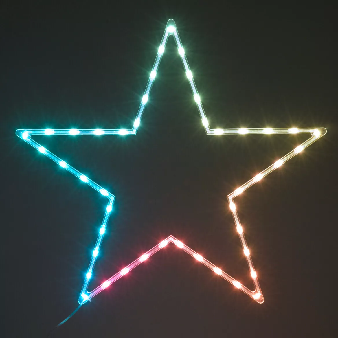 Étoile lumineuse néon 45 LED H60 cm Star Multicolore - Décoration ...
