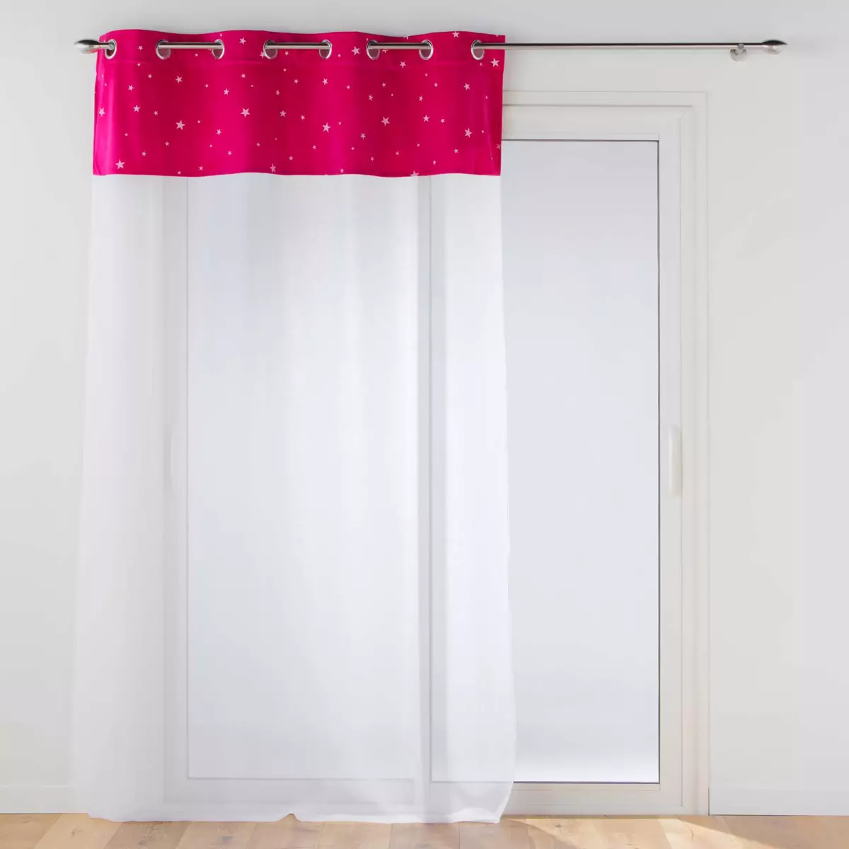 Voilage phosphorescent enfant (140 x 280 cm) Moonlight Rose fuchsia ...