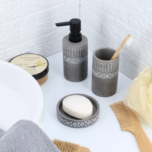 Set de accesorios de baño cemento Tanger Gris - Decoración de baño - Eminza