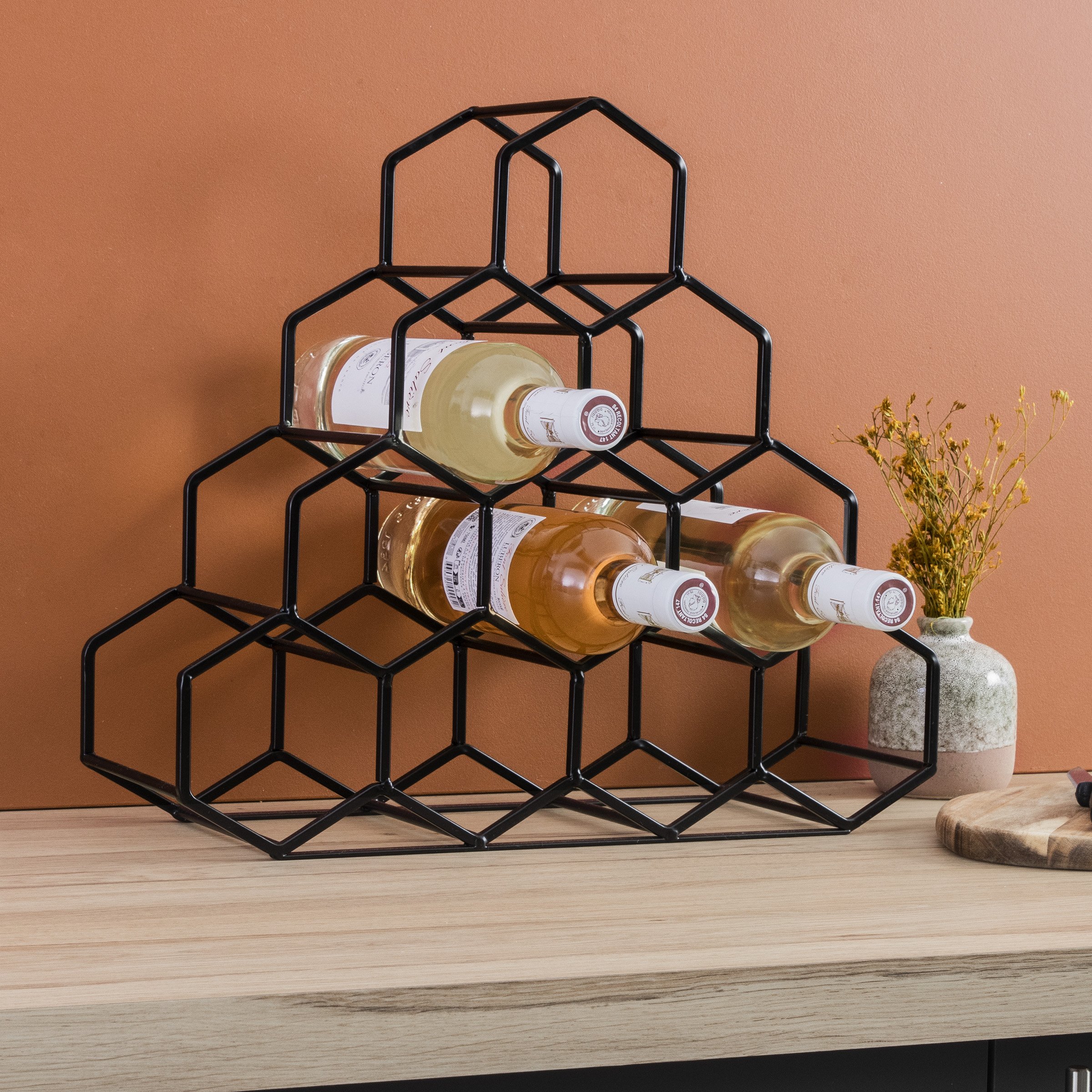 Range-bouteilles métal pyramide (H38 cm) Malo Noir - Déco de cuisine ...
