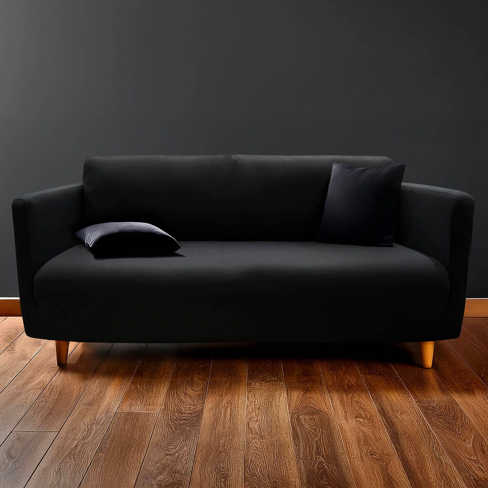 Housse de canapé extensible (225 x 245 cm) Mila Noir - Déco textile ...