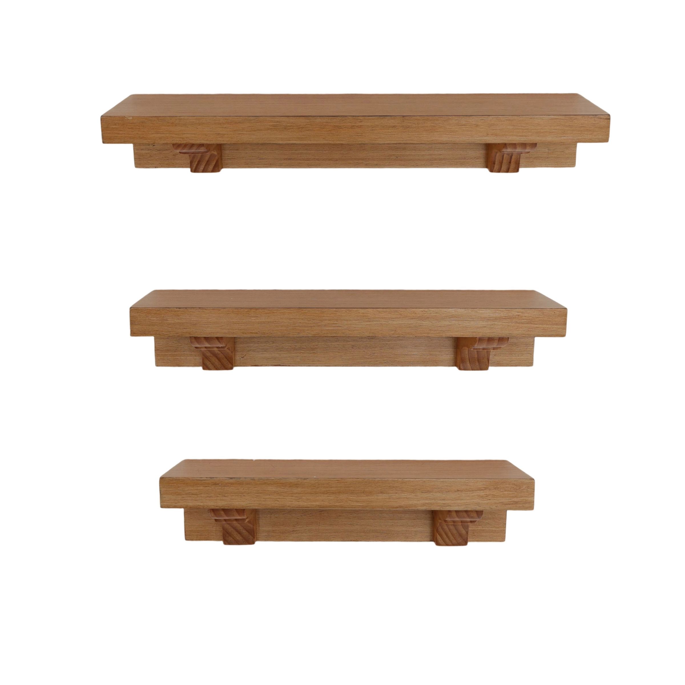 Conjunto de 3 estantes de madera (L60-50-40 cm) Jaipur Madera oscura ...