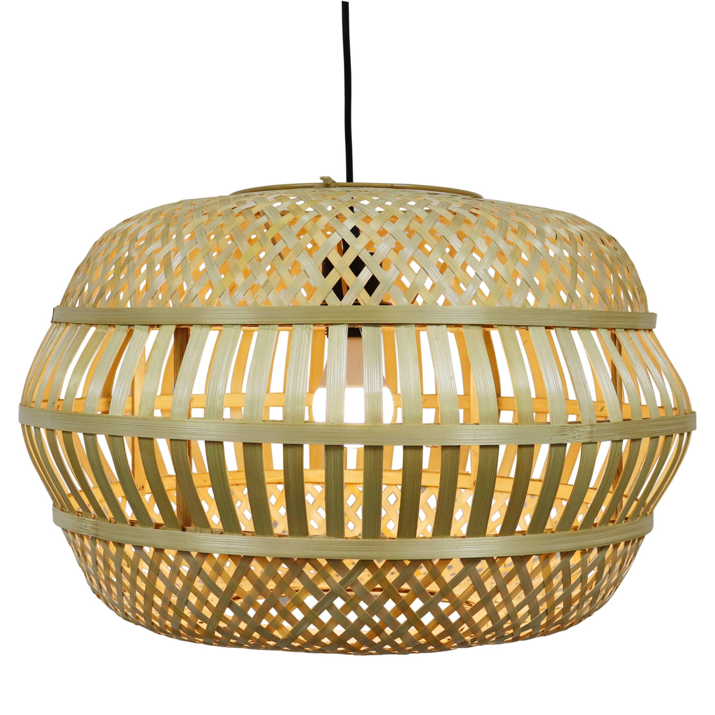 Lámpara colgante luminosa de bambú calado (D50 cm) Manresa Natural ...